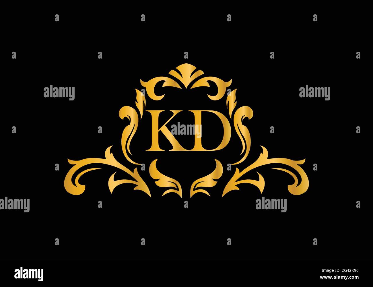 Luxury Alphabet letters KD. Golden Floral alphabet . Monogram initials ...