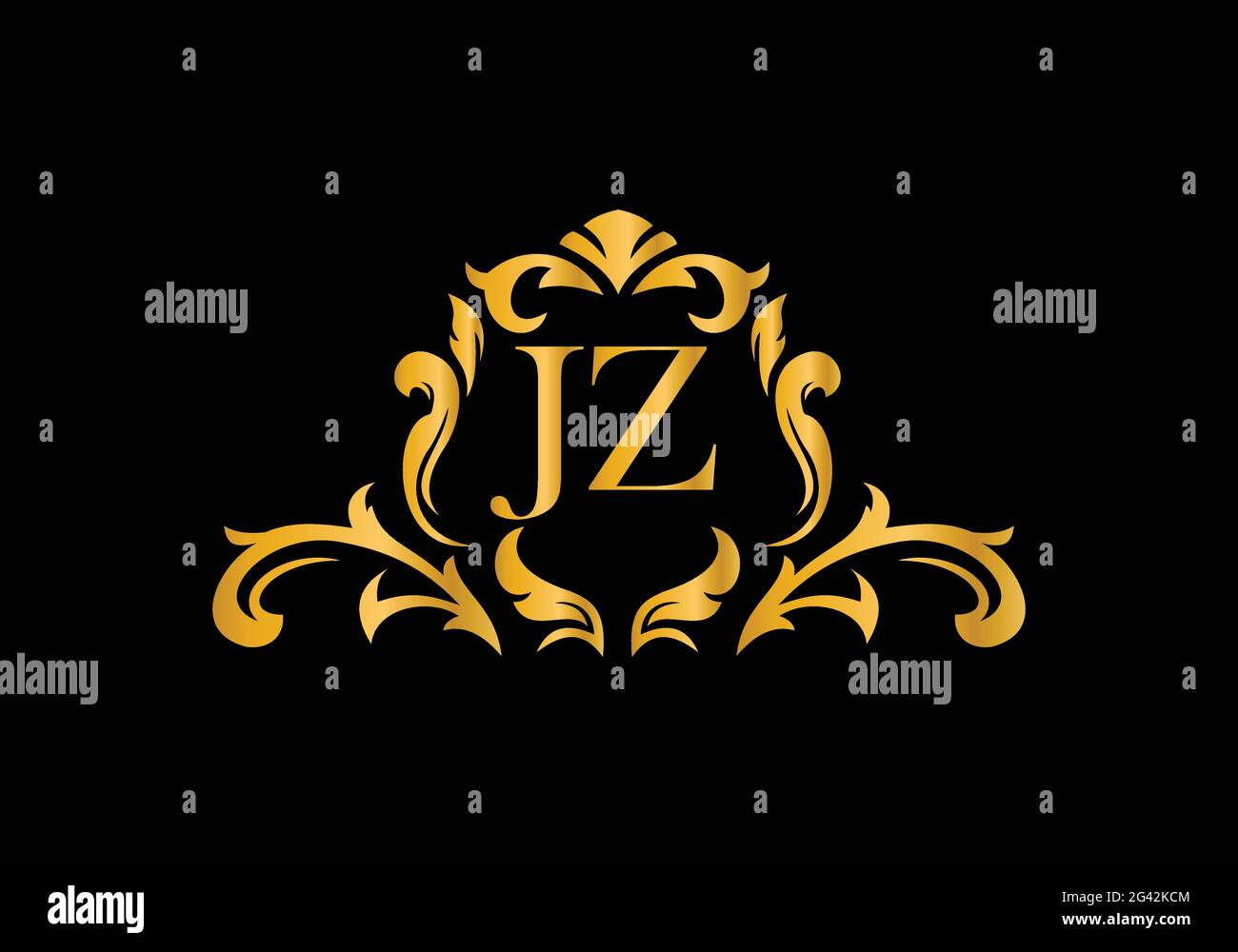 Luxury Alphabet letters JZ. Golden Floral alphabet . Monogram initials ...