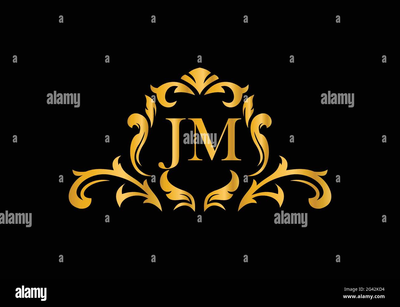 Luxury Alphabet letters JM. Golden Floral alphabet . Monogram initials ...