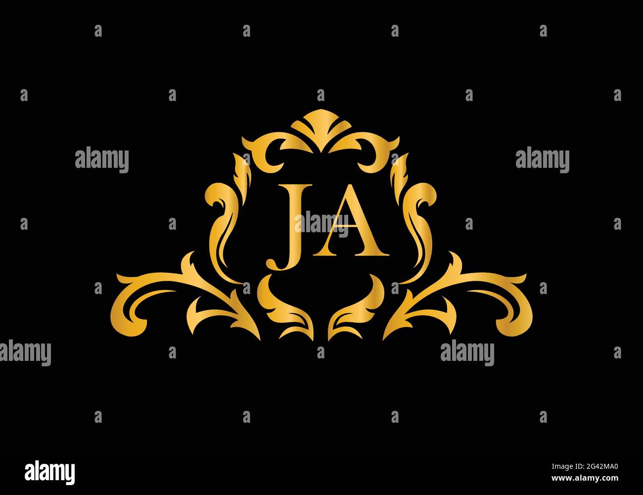 Luxury Alphabet letters J A. Golden Floral alphabet . Monogram initials ...