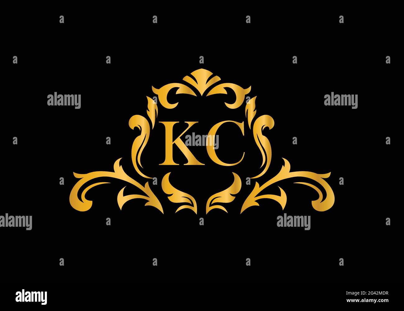 Luxury Alphabet letters KC. Golden Floral alphabet . Monogram initials ...