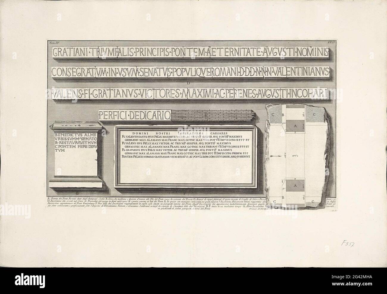 Map and inscriptions of Pons Cestius in Rome; Archaeological finds in ...