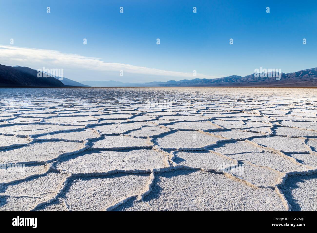 Sunrise over Badwater Basin, Death Valley, California. Sunburst over ...