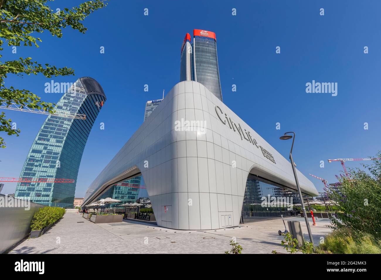 Milano, Italy - June 18, 2021: street view of Piazza Tre Torri in Milan ...