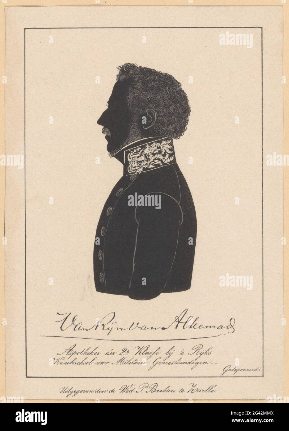 Silhouette portrait of J. van Rijn van Alkemade. Portrait of the ...