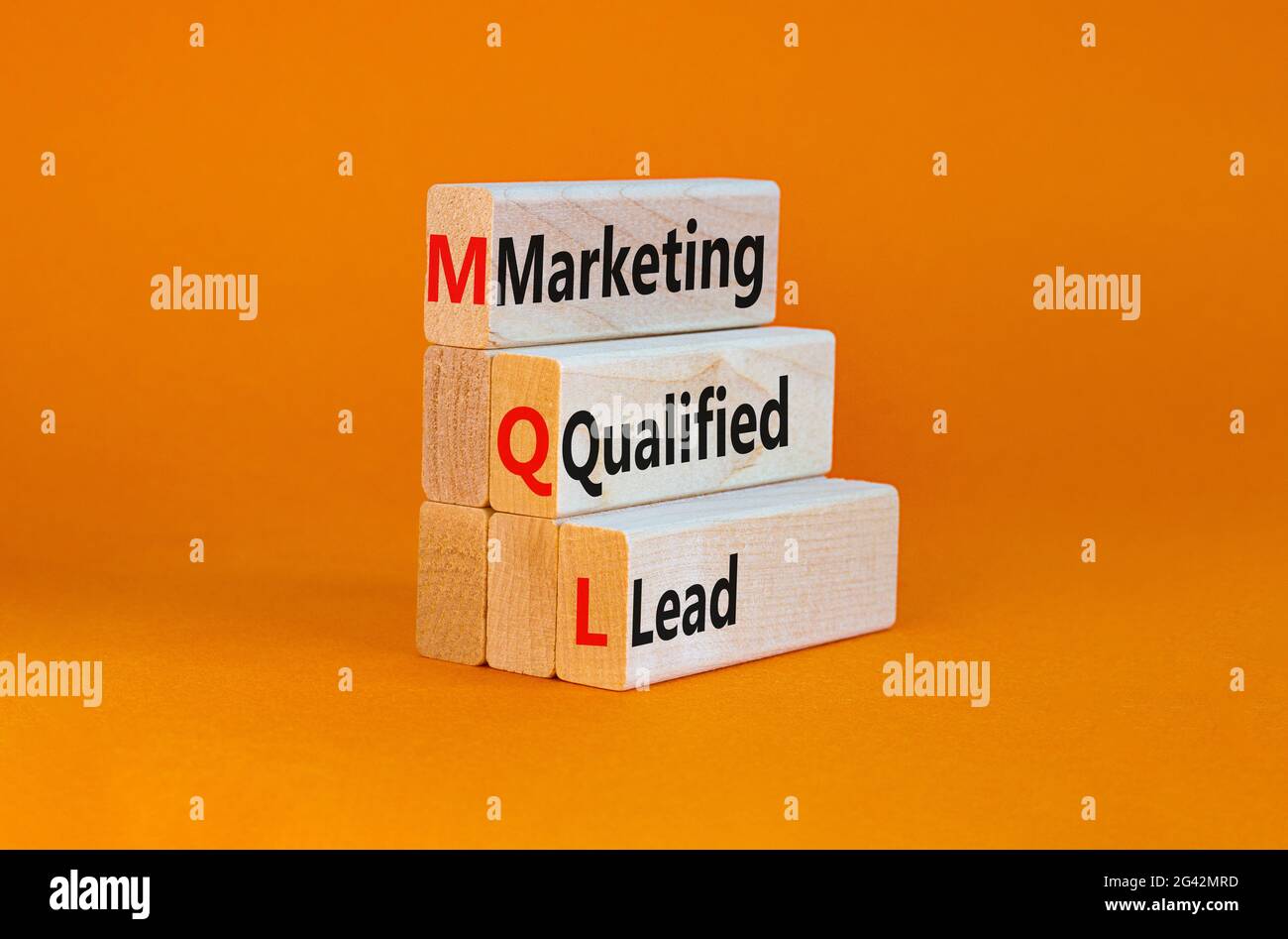 MQL marketing qualified lead symbol. Wooden blocks with words 'MQL ...