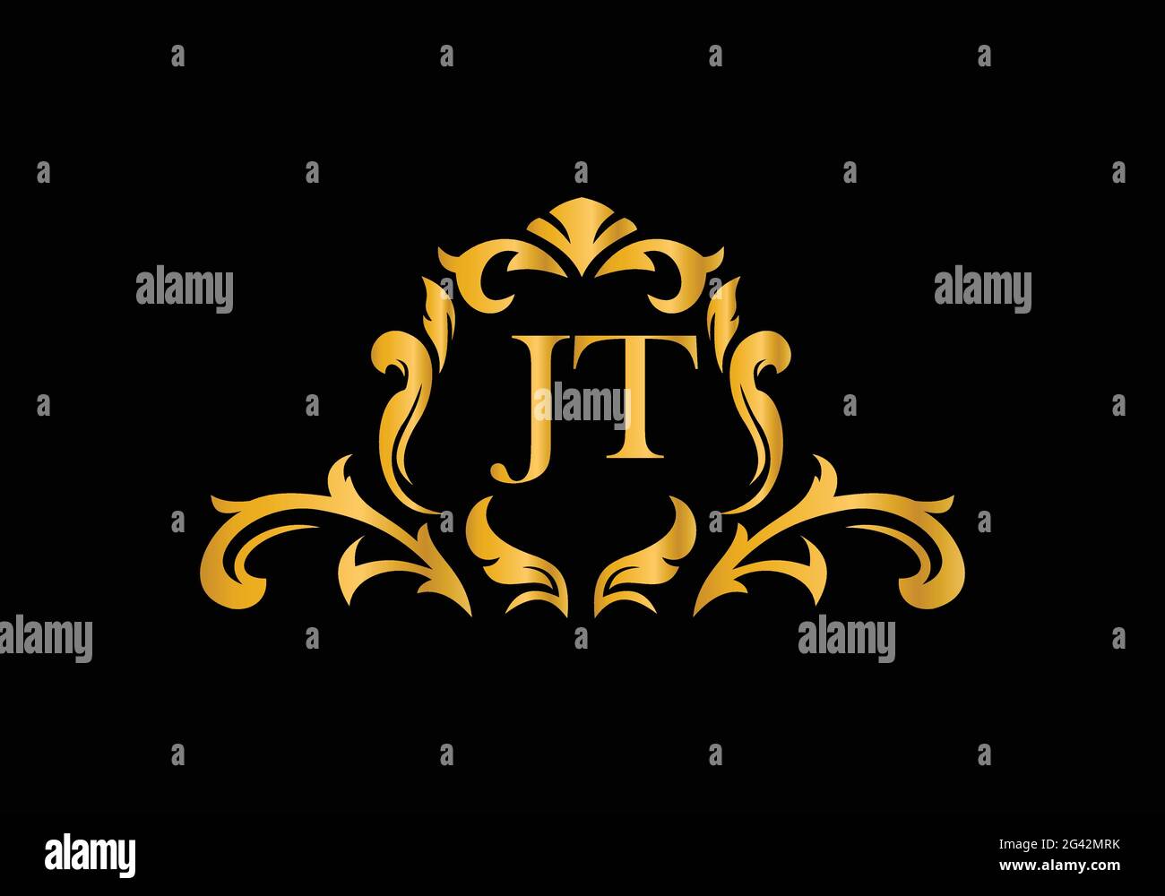Luxury Alphabet letters JT. Golden Floral alphabet . Monogram initials ...