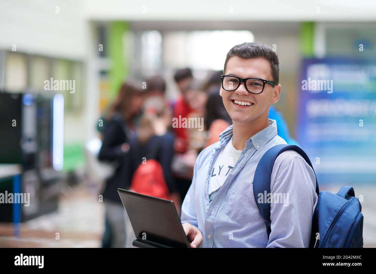 Student using modern technology in school Stock Photo - Alamy