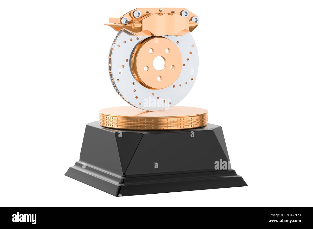 Car disc brake golden award concept. 3D rendering isolated on white ...