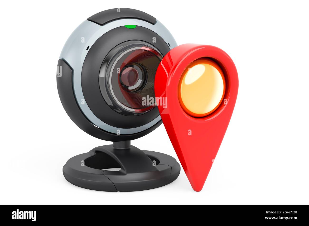 Map pointer with webcam. 3D rendering isolated on white background ...