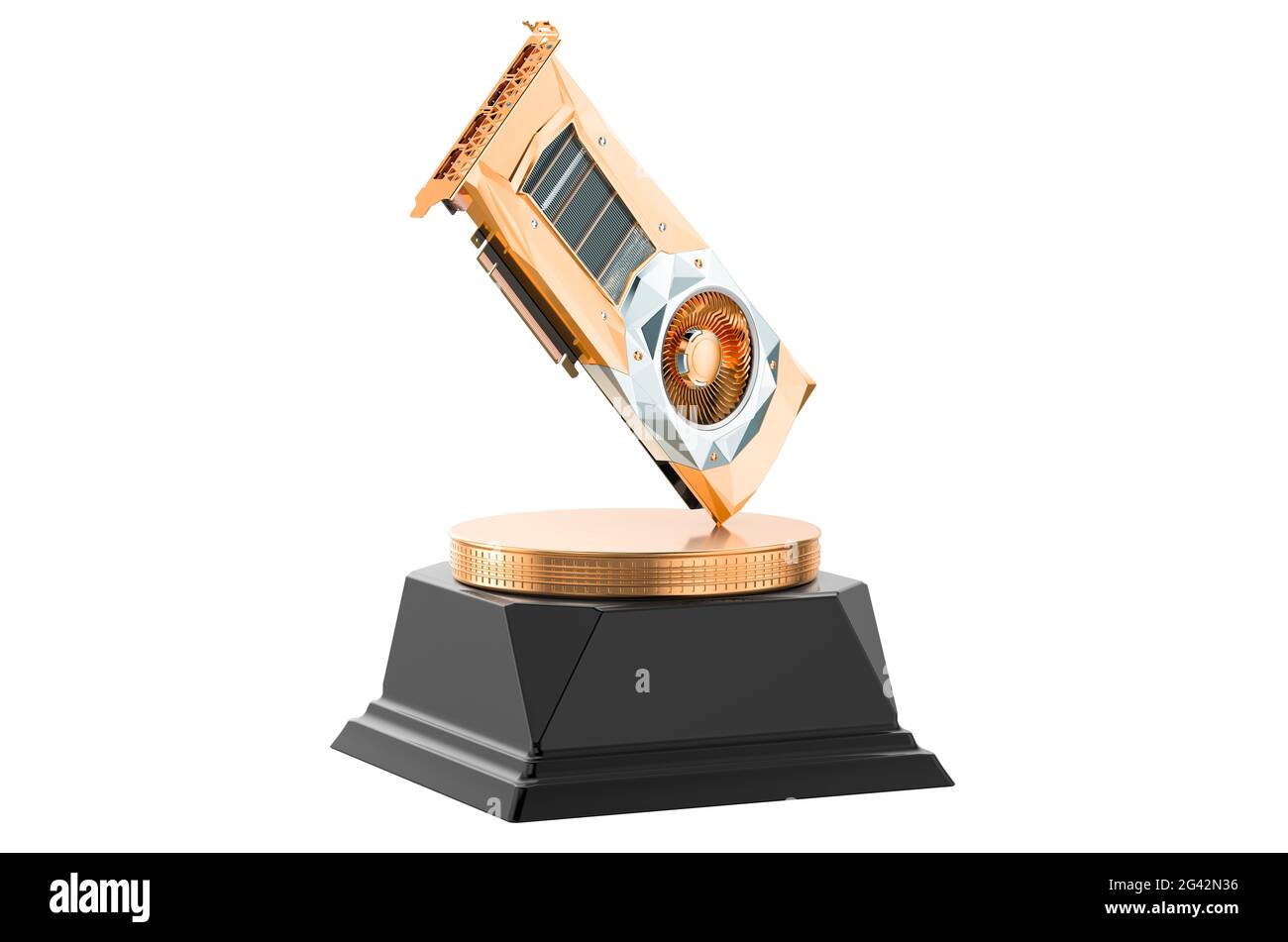 Video card, GPU golden award concept. 3D rendering isolated on white ...