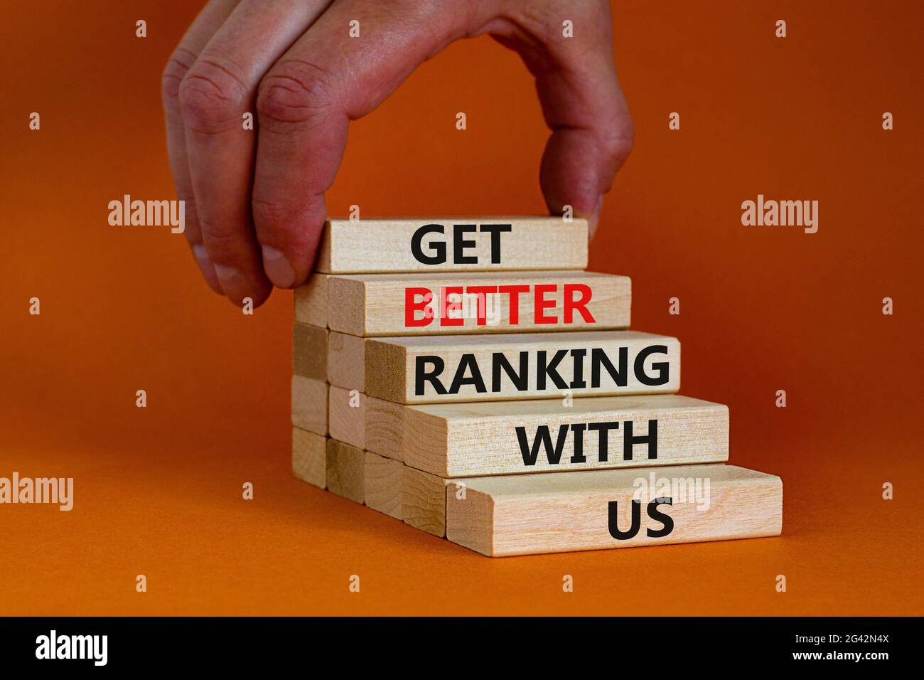 Get better ranking with us symbol. Wooden blocks with words 'Get better ...