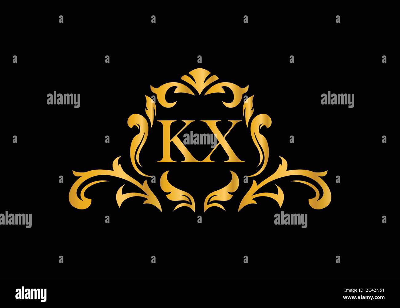 Luxury Alphabet letters KX. Golden Floral alphabet . Monogram initials ...