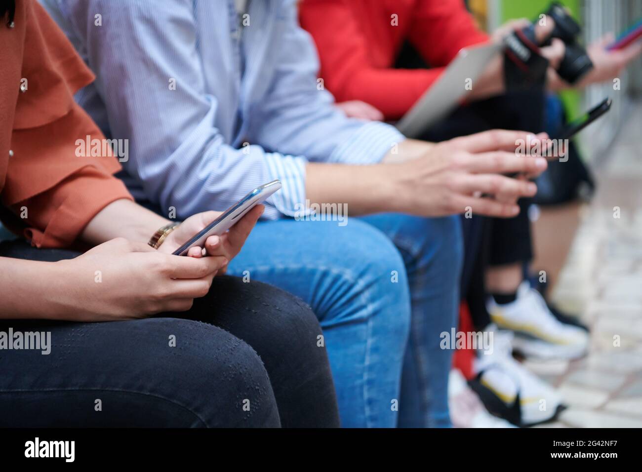 Students use modern technology in school to create projects Stock Photo ...