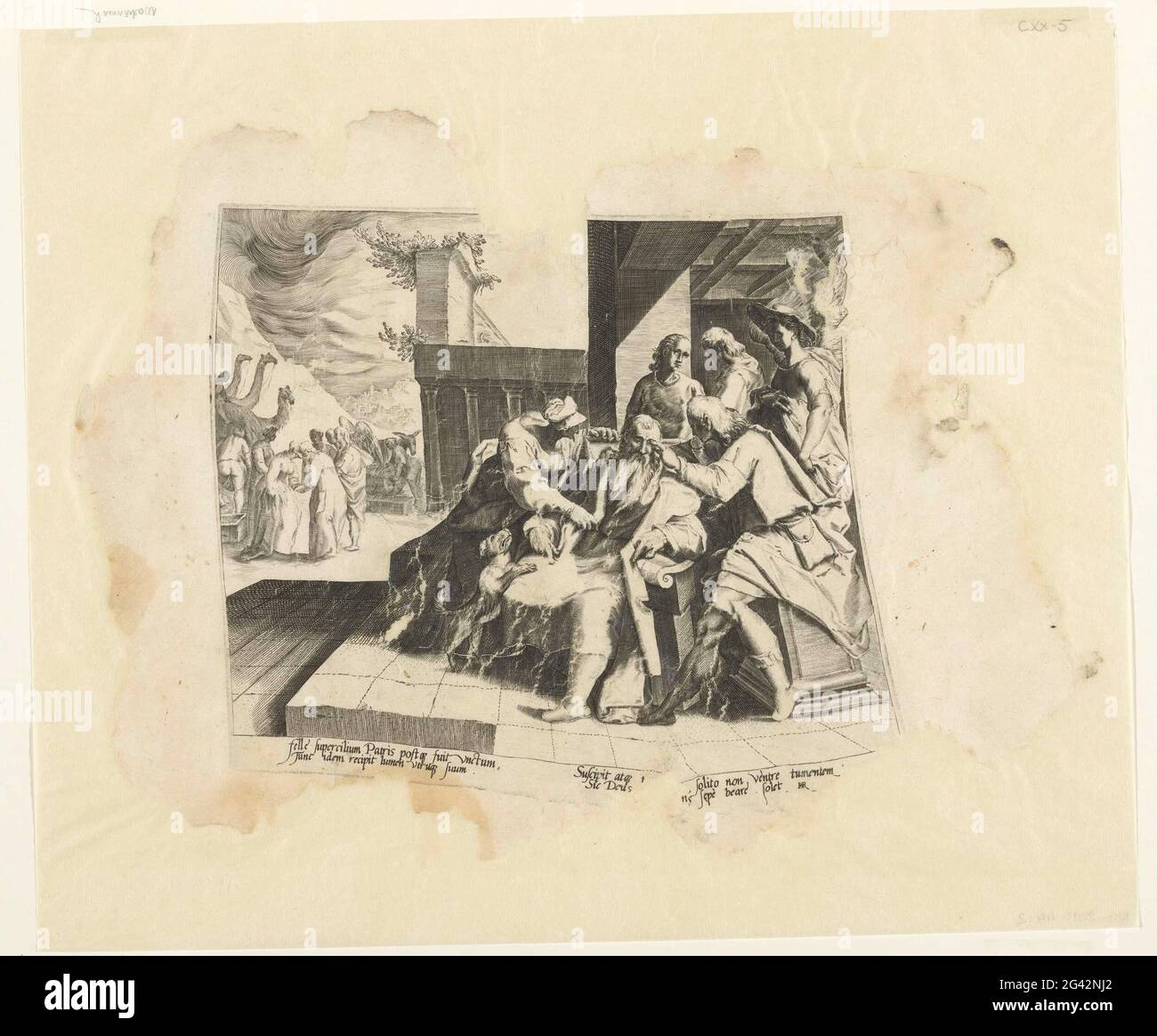 Healing from Tobit; History of Tobias. On the left in the background ...