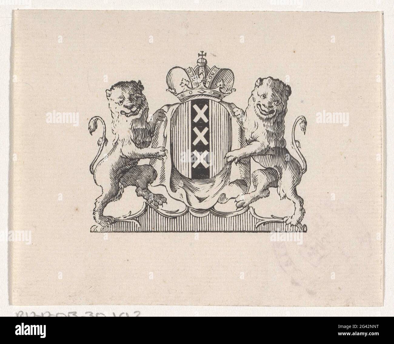 Vignet with the coat of arms of the city of Amsterdam. The coat of arms ...