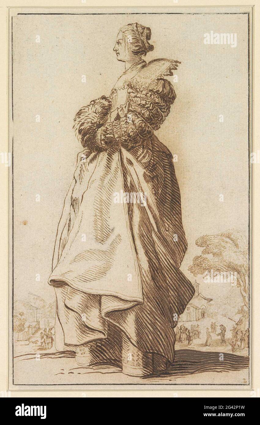 Standing lady, to the left Stock Photo - Alamy