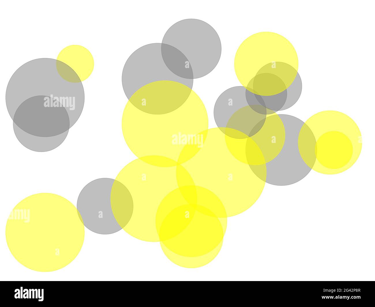 Abstract minimalist grey yellow illustration with circles and white ...