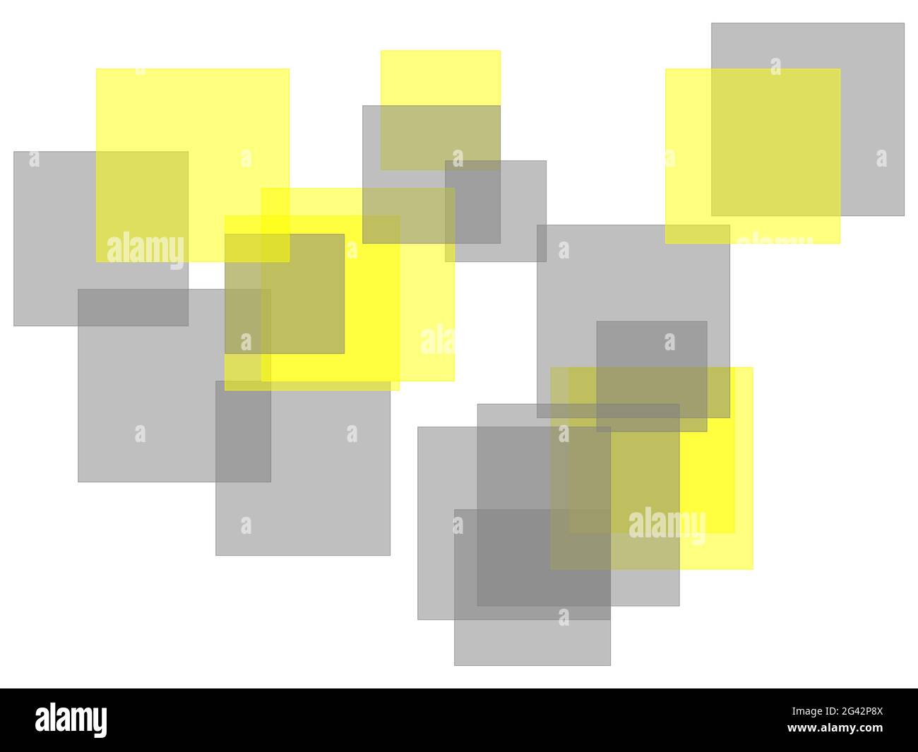 Abstract minimalist grey yellow illustration with squares and white ...