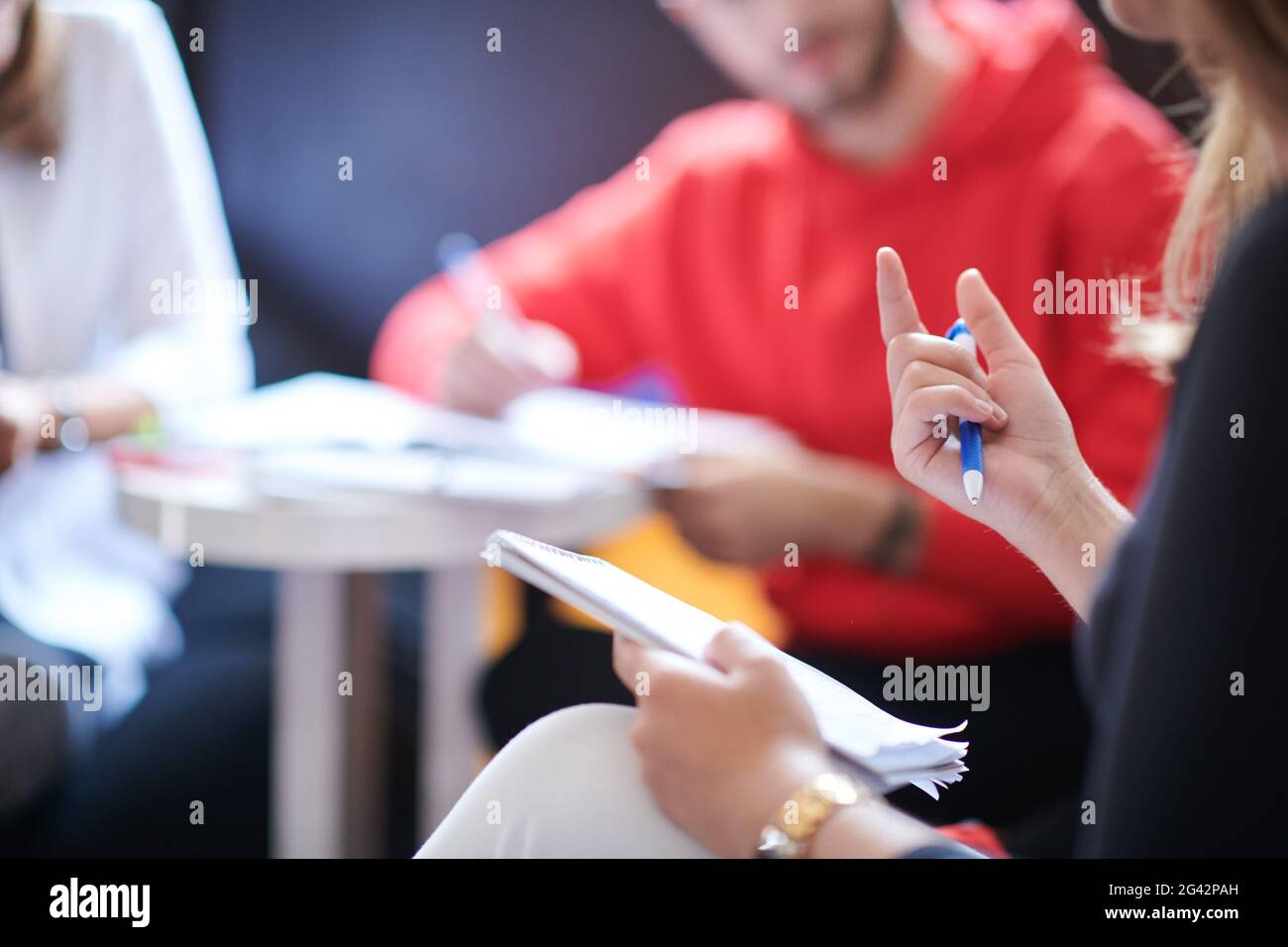 Students using modern technology for school project Stock Photo - Alamy