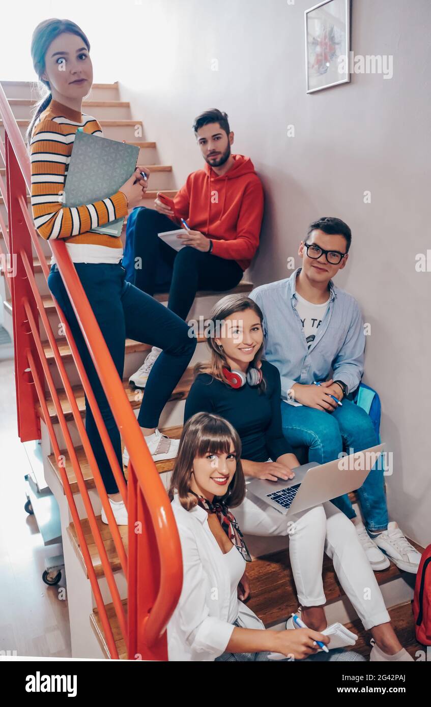 Students use modern technology in school to create projects Stock Photo ...