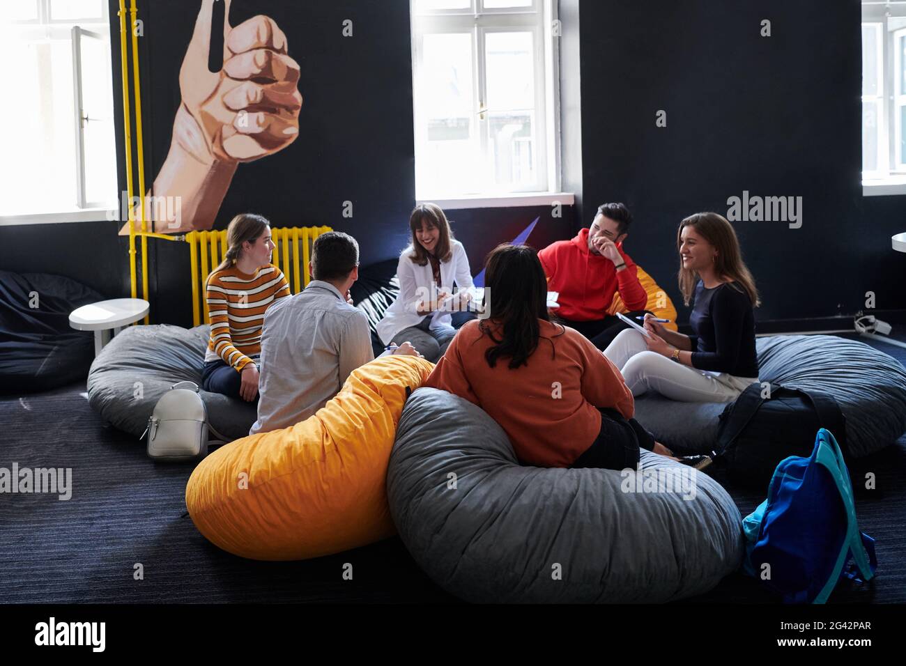 Students using modern technology for school project Stock Photo - Alamy
