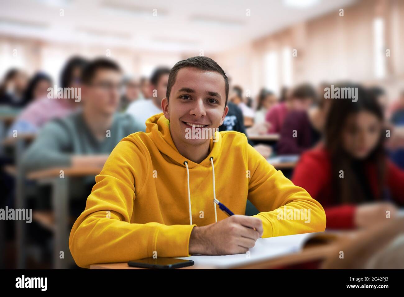 Student taking notes while studying in high school Stock Photo - Alamy