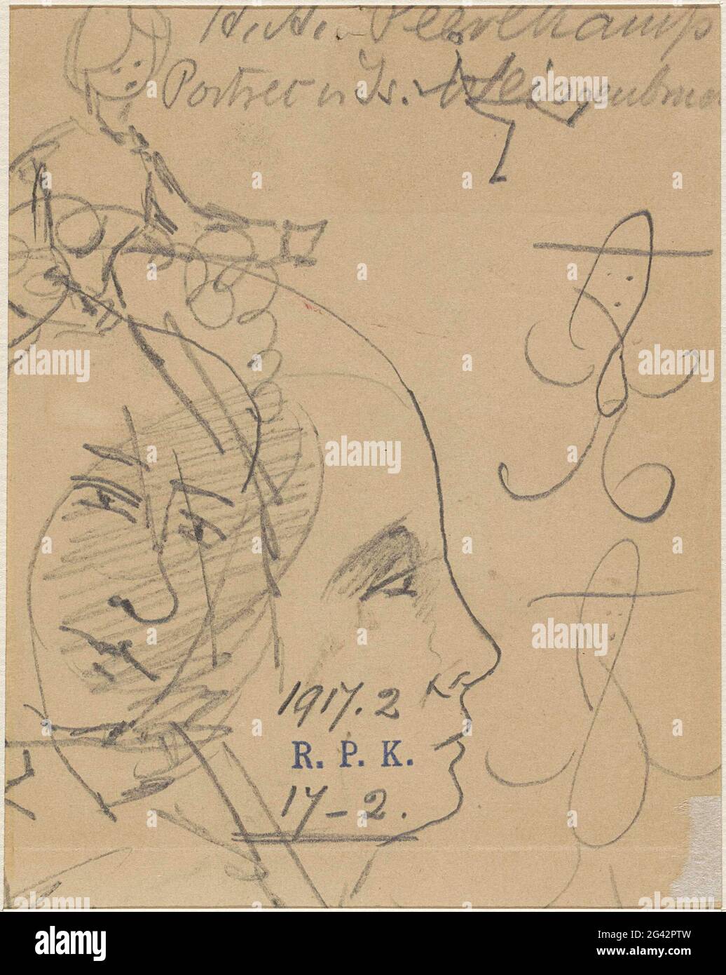 Sketch sheet with heads Stock Photo - Alamy