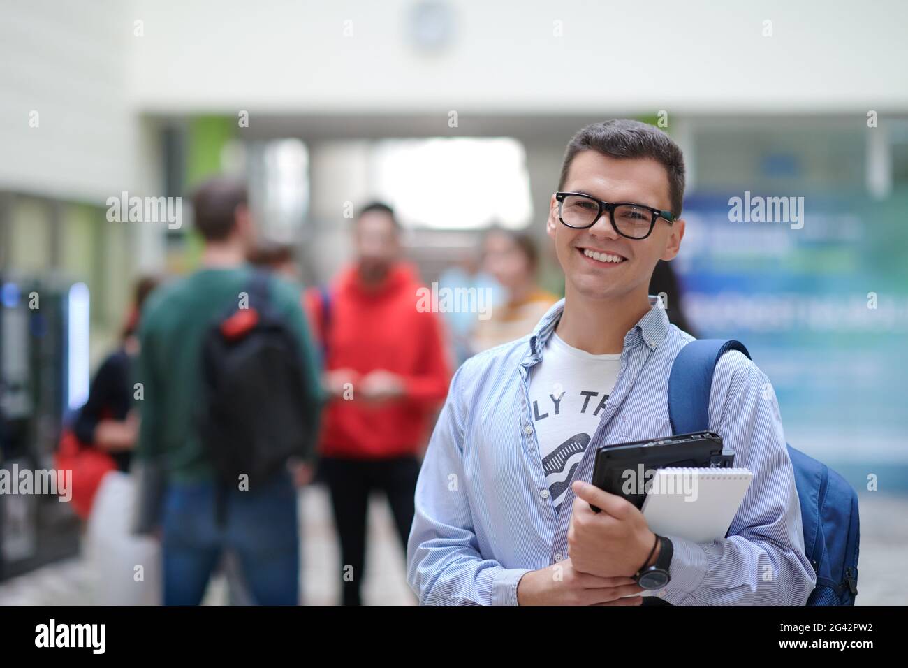 Student using modern technology in school Stock Photo - Alamy