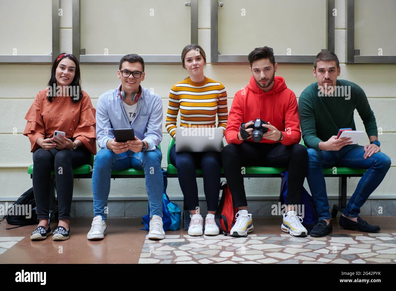 Students use modern technology in school to create projects Stock Photo ...