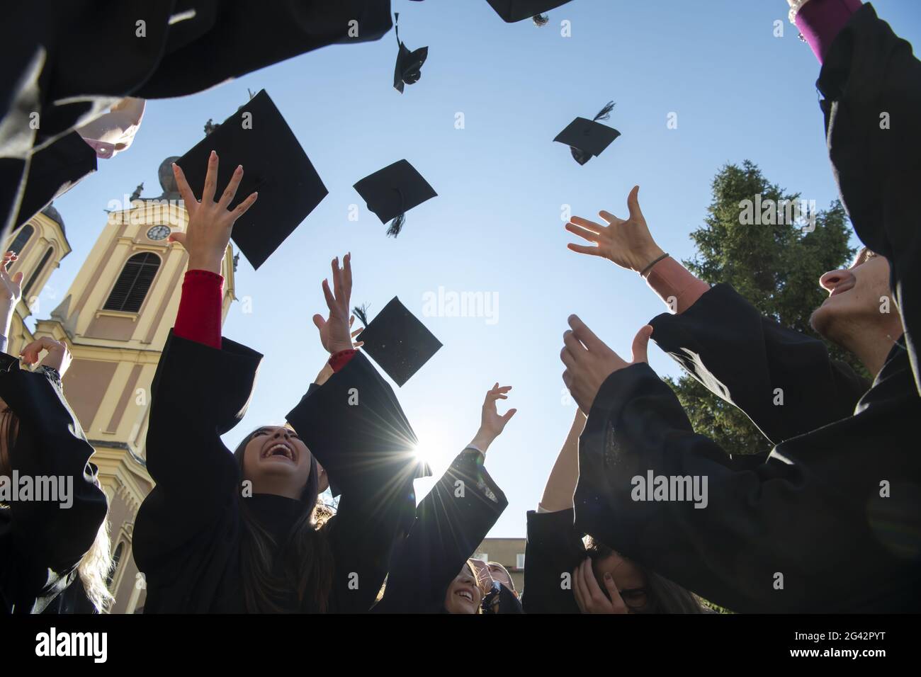 Group of diverse international graduating students celebrating Stock ...