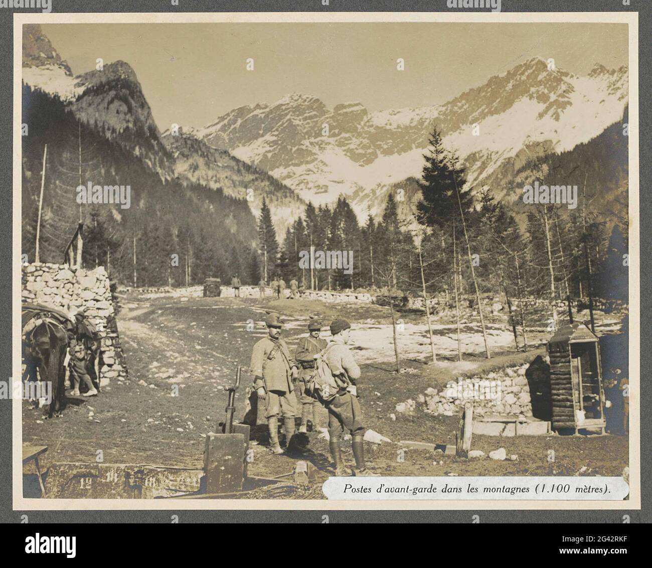 Soldiers at a Voorpost at an altitude of 1100 meters in the Dolomites ...
