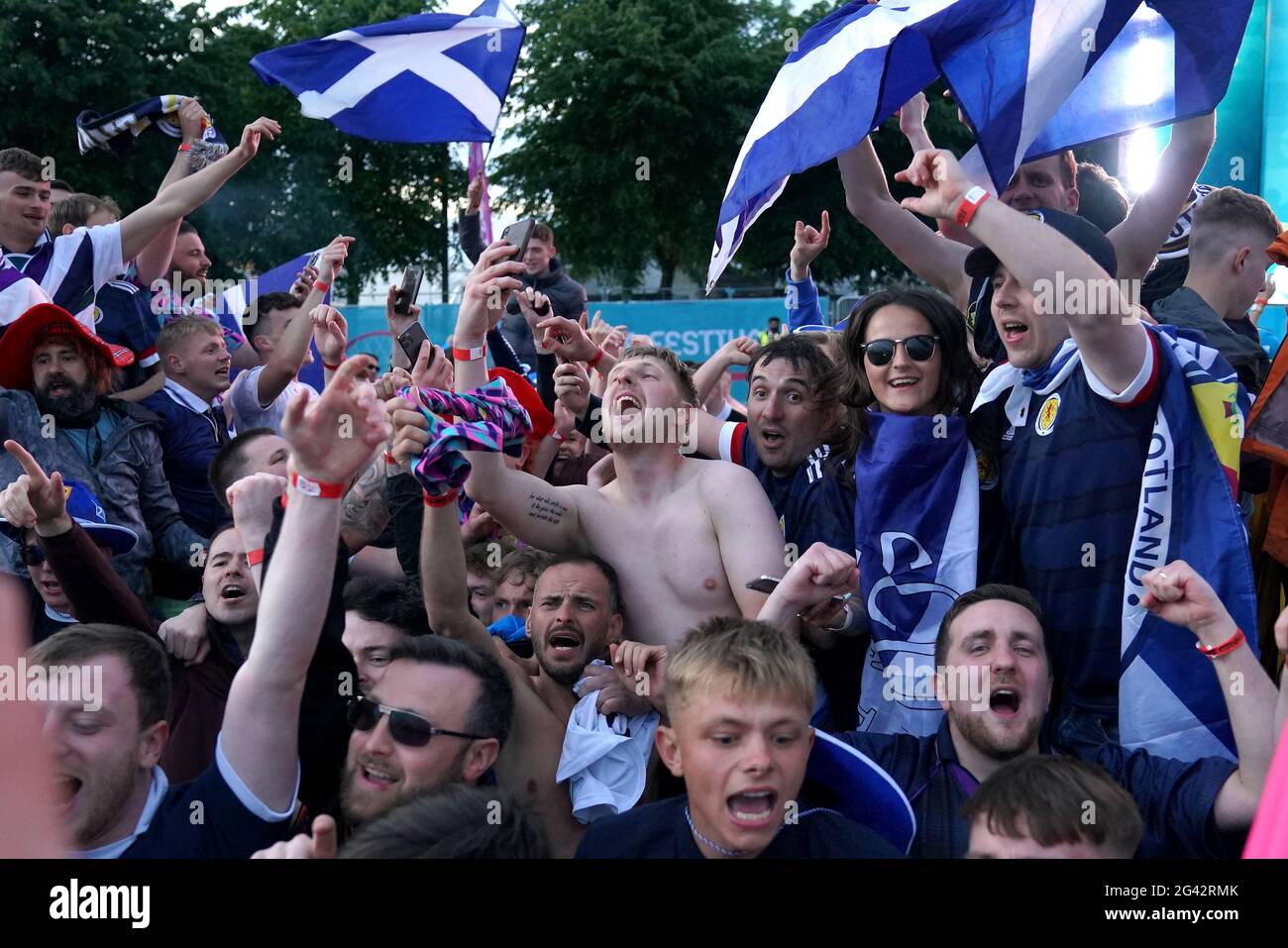 Scotland fans celebrate after the England v Scotland UEFA Euro 2020 ...