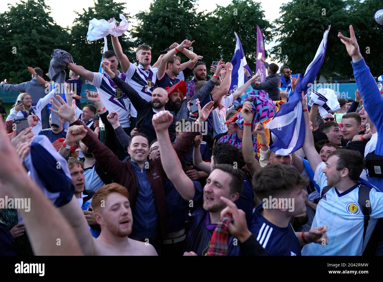 Scotland fans celebrate after the England v Scotland UEFA Euro 2020 ...