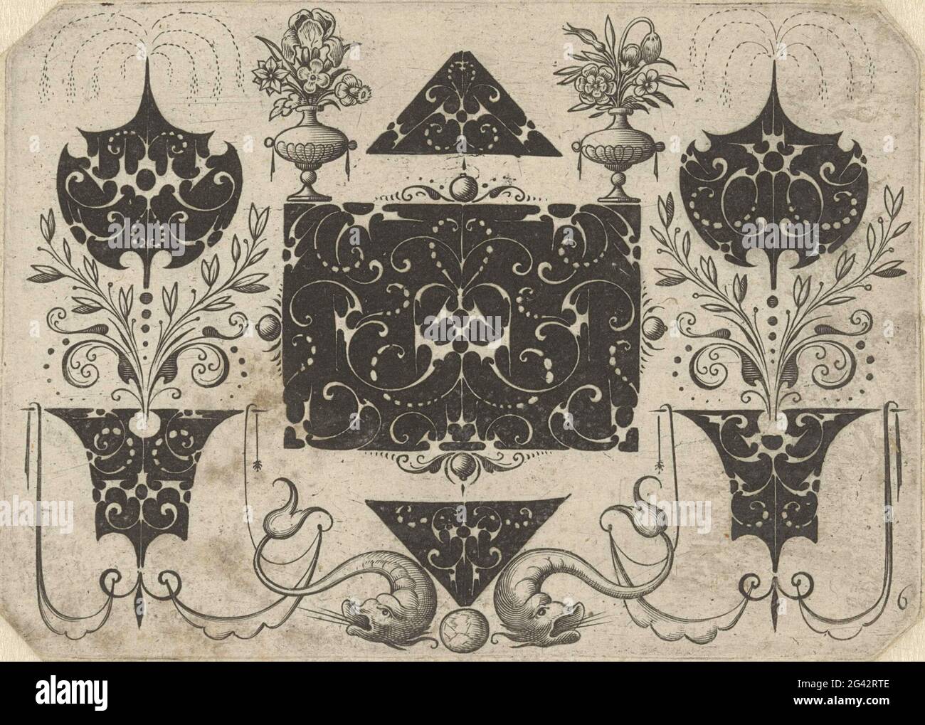 Design for goldsmith work with flowers and animals. Design for ...