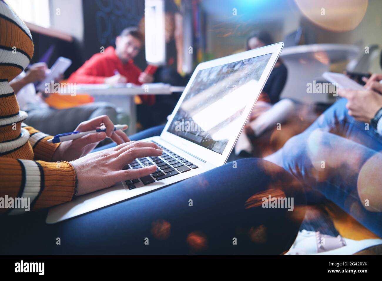 Students using modern technology for school project Stock Photo - Alamy