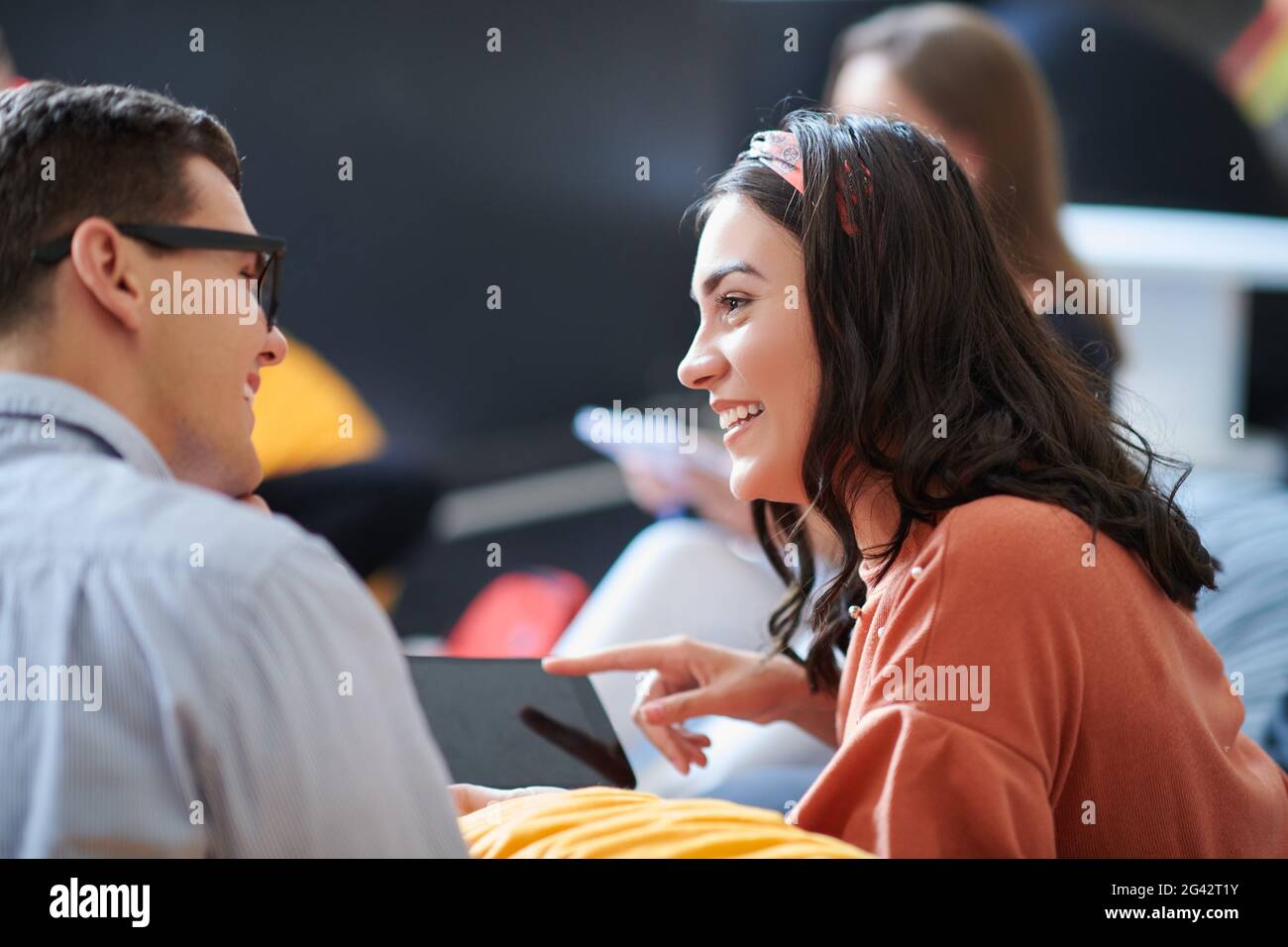 Students using modern technology for school project Stock Photo - Alamy