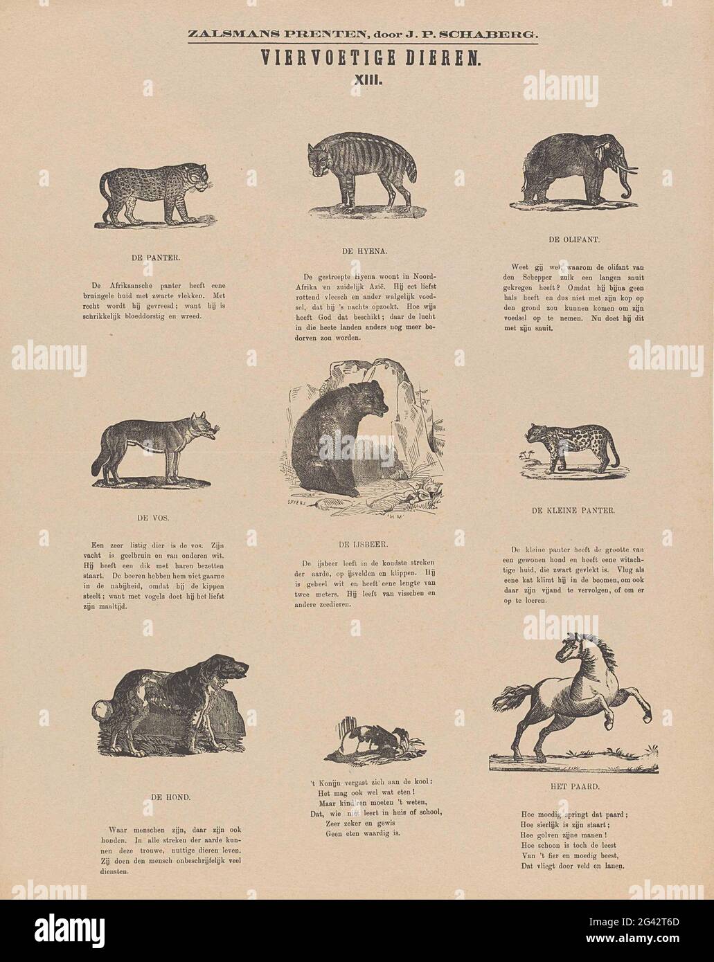 Four-footed animals; Salmans prints. Leaf with 9 performances of ...