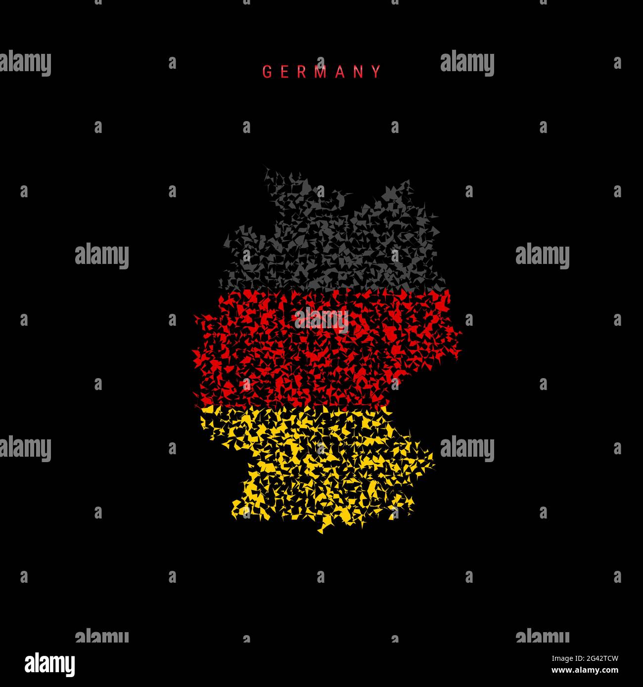 Germany flag map, chaotic particles pattern in the colors of the German ...