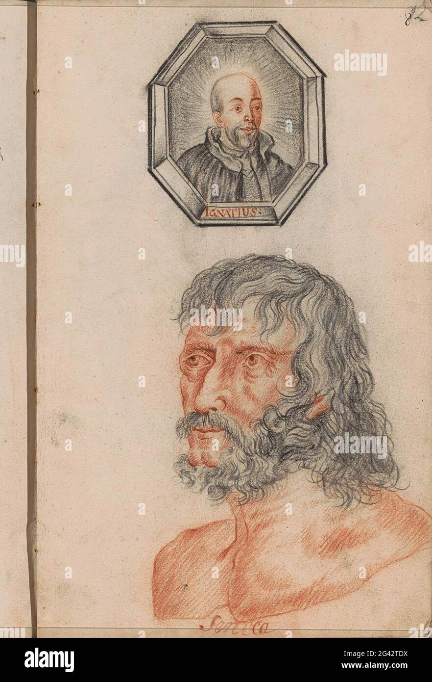 Portraits of Seneca and Ignatius from Loyola. Leaf 9 Recto from a ...