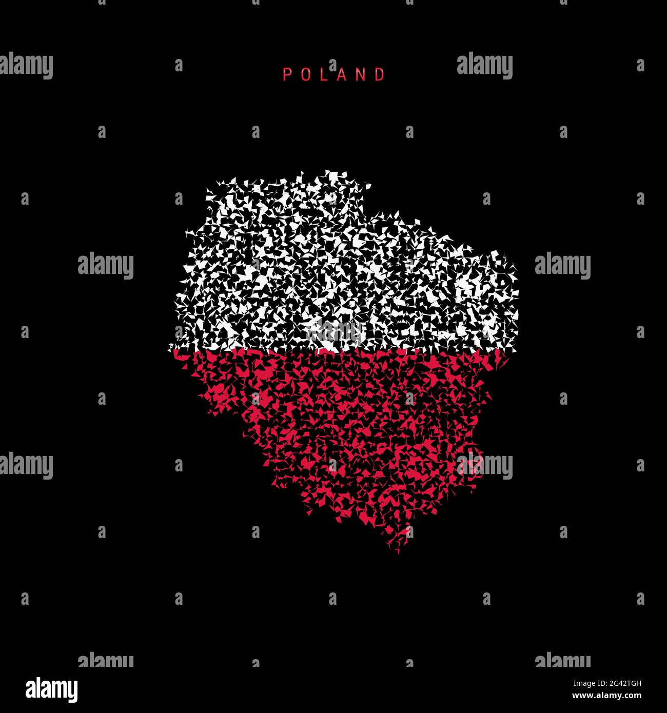 Poland flag map, chaotic particles pattern in the colors of the Polish ...