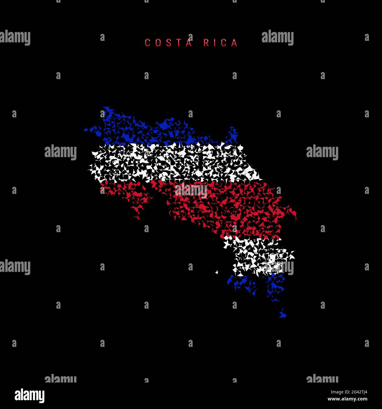 Costa Rica flag map, chaotic particles pattern in the colors of the ...