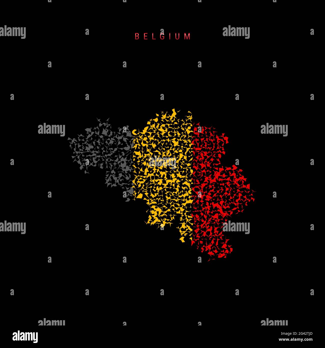 Belgium flag map, chaotic particles pattern in the colors of the ... Belgium flag map, chaotic particles pattern in the colors of the ...