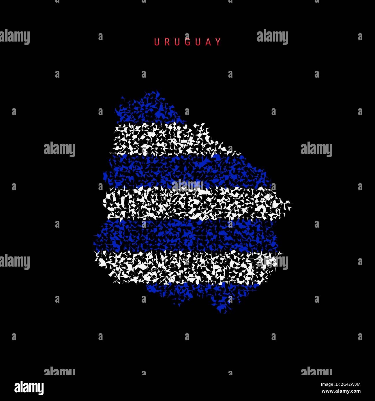 Uruguay flag map, chaotic particles pattern in the colors of the ...