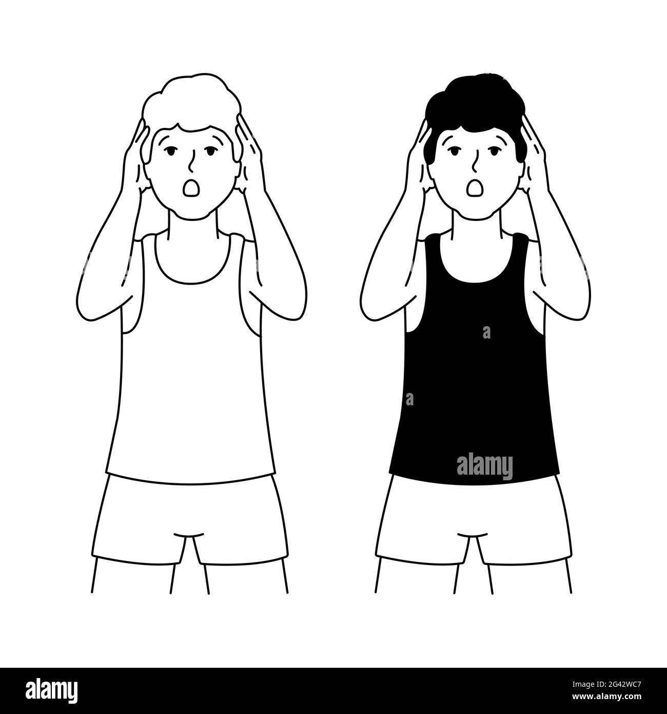 Vector illustration of a guy experiencing anxiety isolated on a white ...