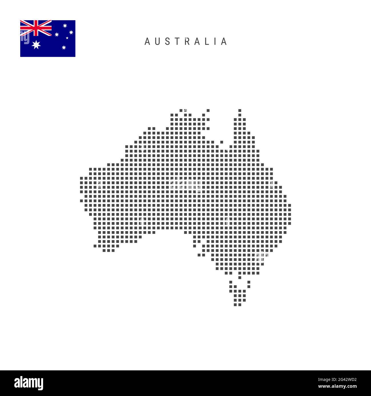 Square dots pattern map of Australia. Australian dotted pixel map with national flag isolated on ...