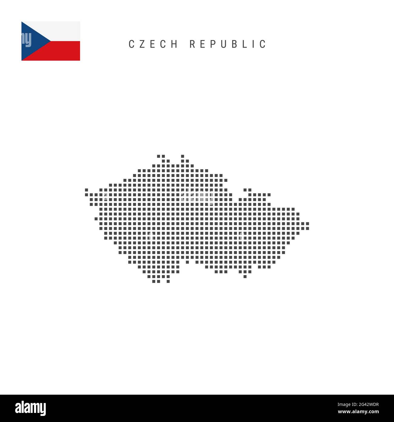 Square dots pattern map of Czech Republic. Czech dotted pixel map with ...