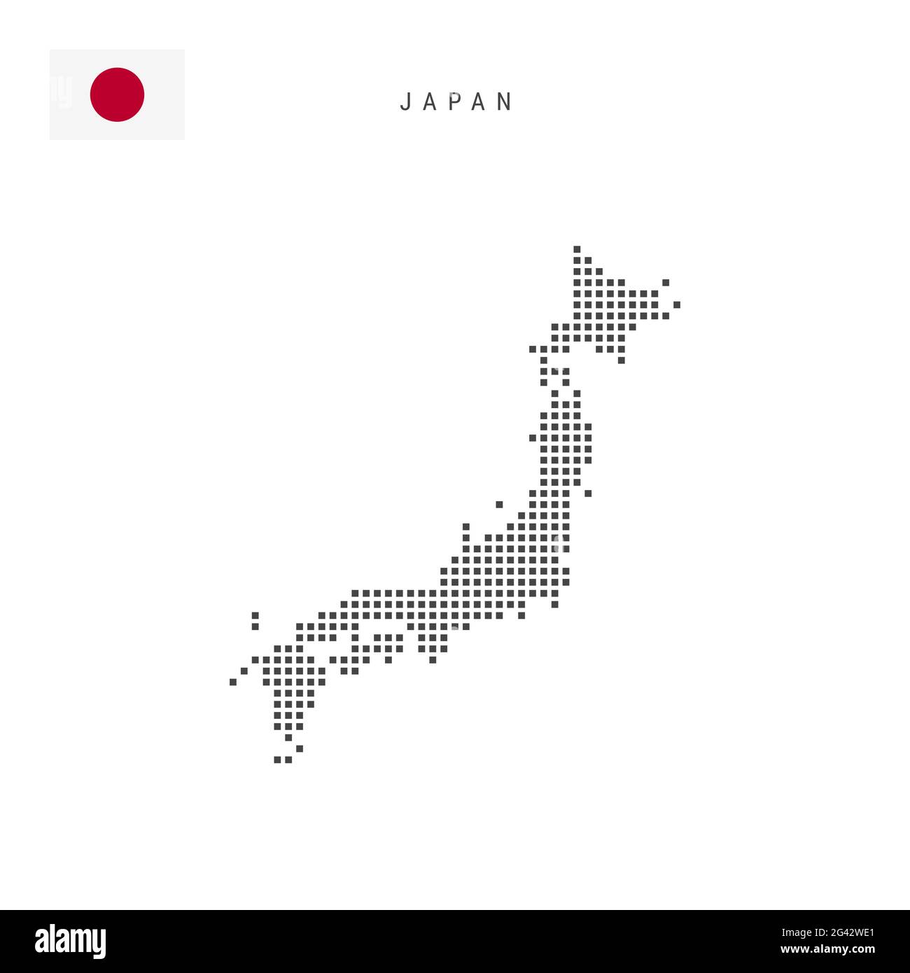 Square dots pattern map of Japan. Japanese dotted pixel map with ...