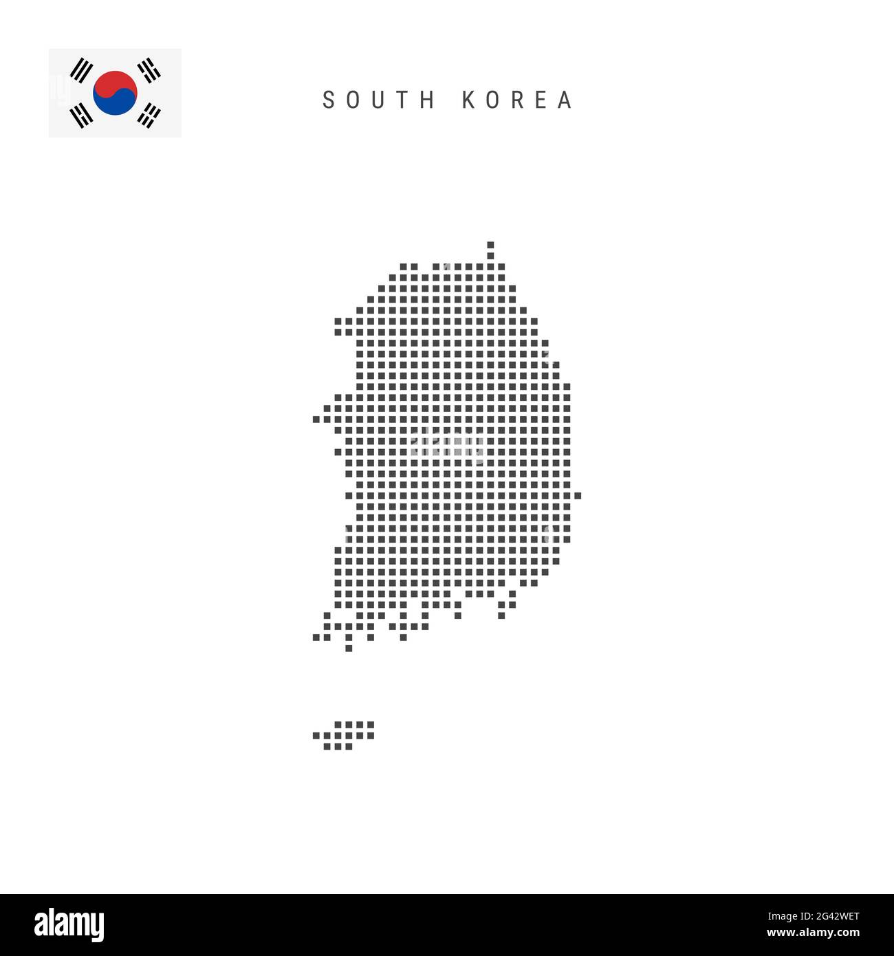 Square dots pattern map of South Korea. South Korean dotted pixel map ...
