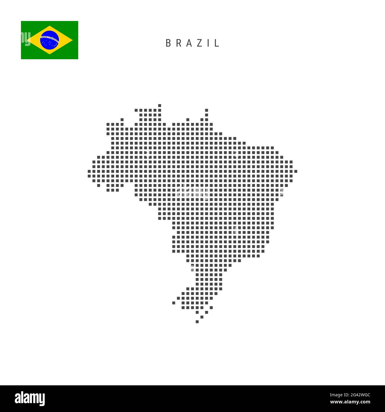 Square dots pattern map of Brazil. Brazilian dotted pixel map with ...